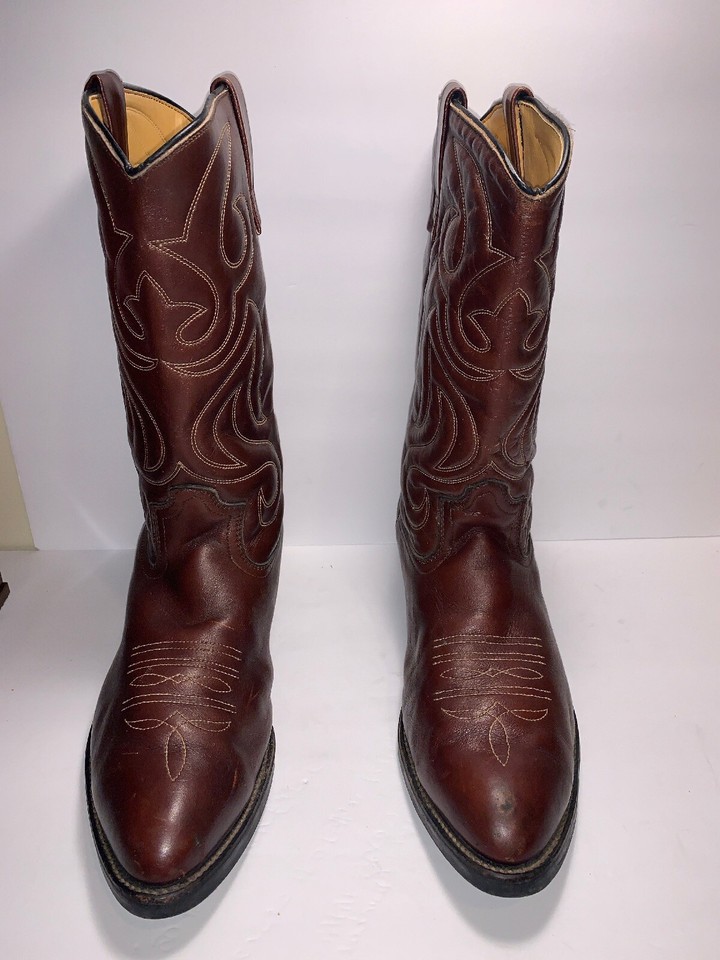 BOOT & SHOE WORKERS UNION SZ 12 M BROWN LEATHER MEN WESTERN BOOTS SHOES ...