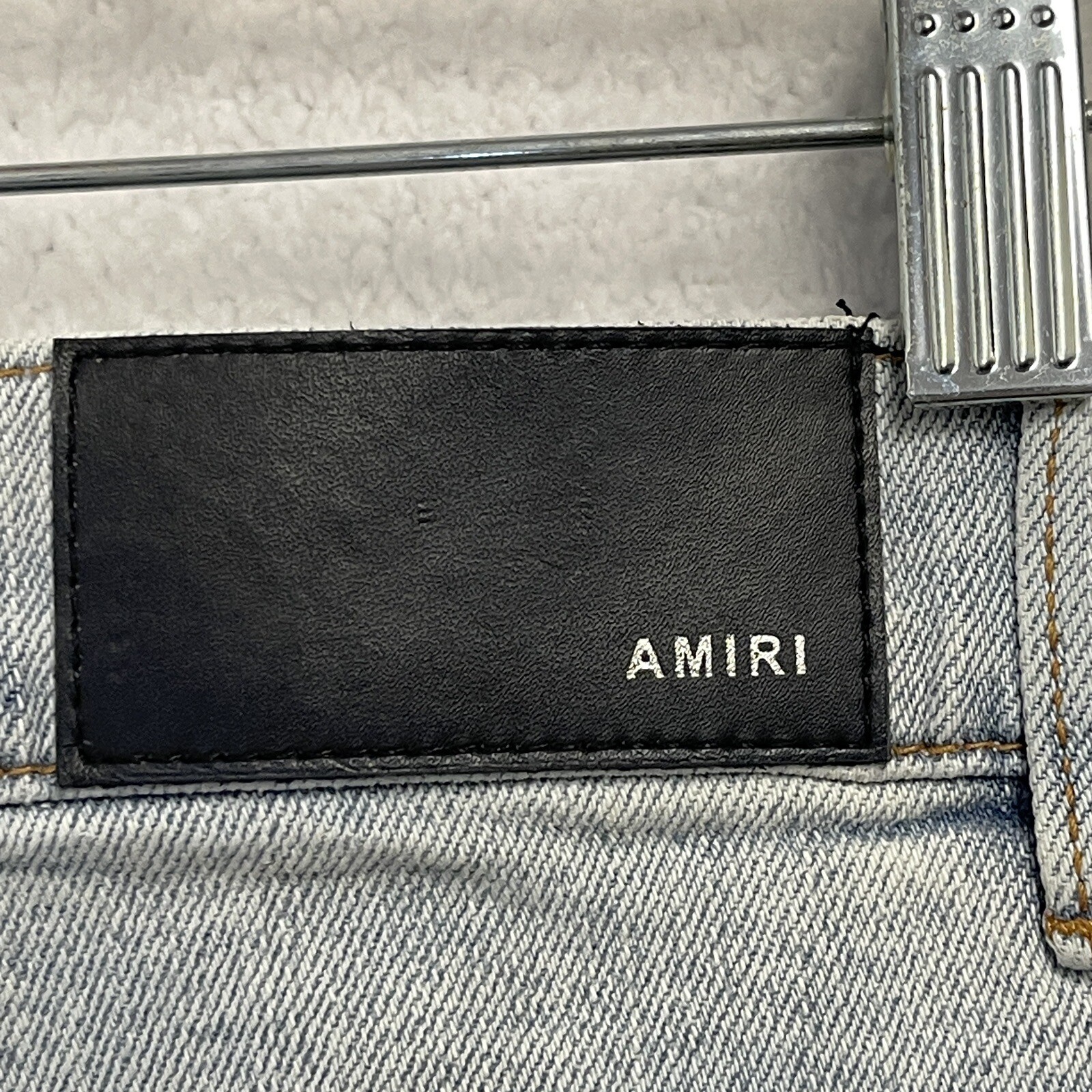 Amiri Light Wash Zig Zag Print & Drawing Blue Jeans S… - Gem