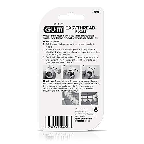 GUM 3200B EasyThread Floss, Orthodontic Dual Ended Threader, Rewindable ...