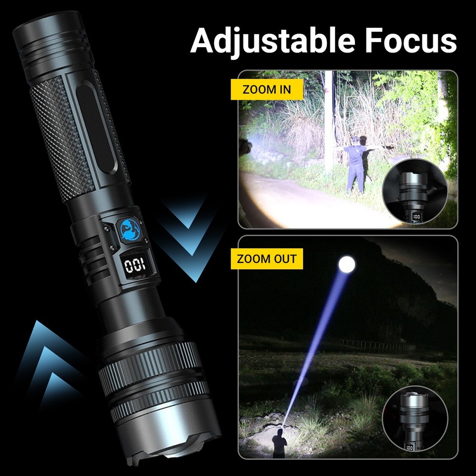 99000000 Lumen Super Bright LED Tactical Flashlight Rechargeable LED ...