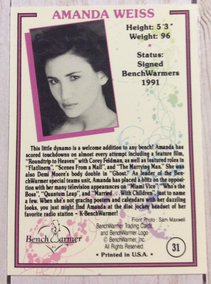 1992 Benchwarmer Series One First Edition Card # 31 Amanda Weiss | eBay