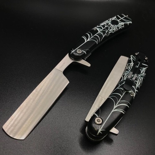 8.5" Black Spider Razor Tactical Spring Assisted Open Blade Folding ...