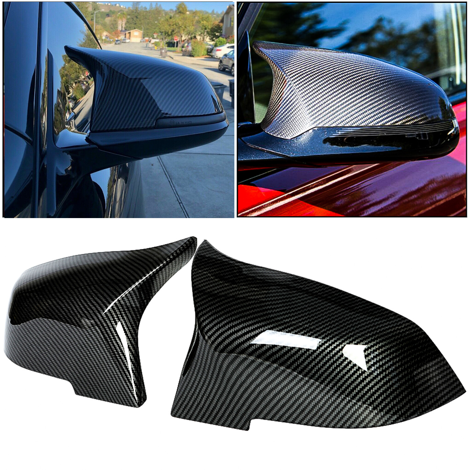 Carbon Fiber Black Side Mirror Cover Caps for BMW 3 Series M3 F20 F30 ...