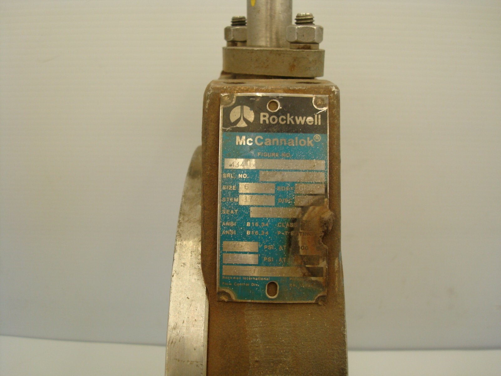 Rockwell MCcannaLok 434 l150 S6-T-S6 WAFER-SPHERE 6" 316SS BUTTERFLY ...