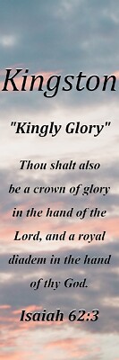Kingston "Kingly Glory" Keepsake Name Meaning Bookmark with Verse and ...