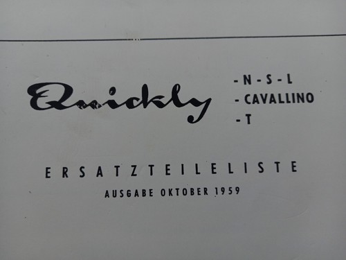 NSU QUICKLY MODEL N S L T TT CAVALLINO MOPED 1959 FACTORY PARTS ...