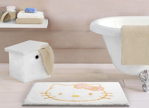 Hello Kitty Bath Rug - Soft, Non-Slip, Machine Washable, White Bathroom ...