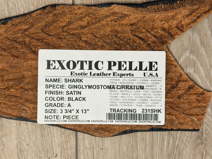 BLACK Genuine Shark Hide Skin Taxidermy Sharkskin Leather exotic Fish ...