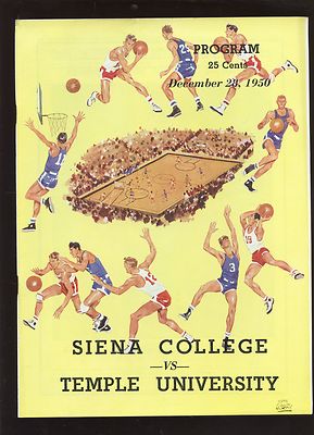 December 28 1950 NCAA Basketball Program Sienna vs. Temple EXMT+ | eBay
