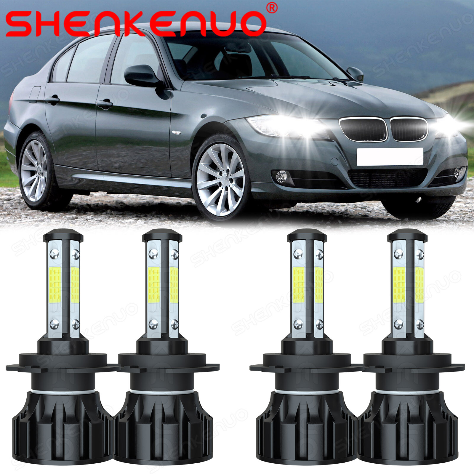 For BMW E90 F30 328i 330i 335i Combo H7+H7 LED Headlight Bulbs High&Low ...