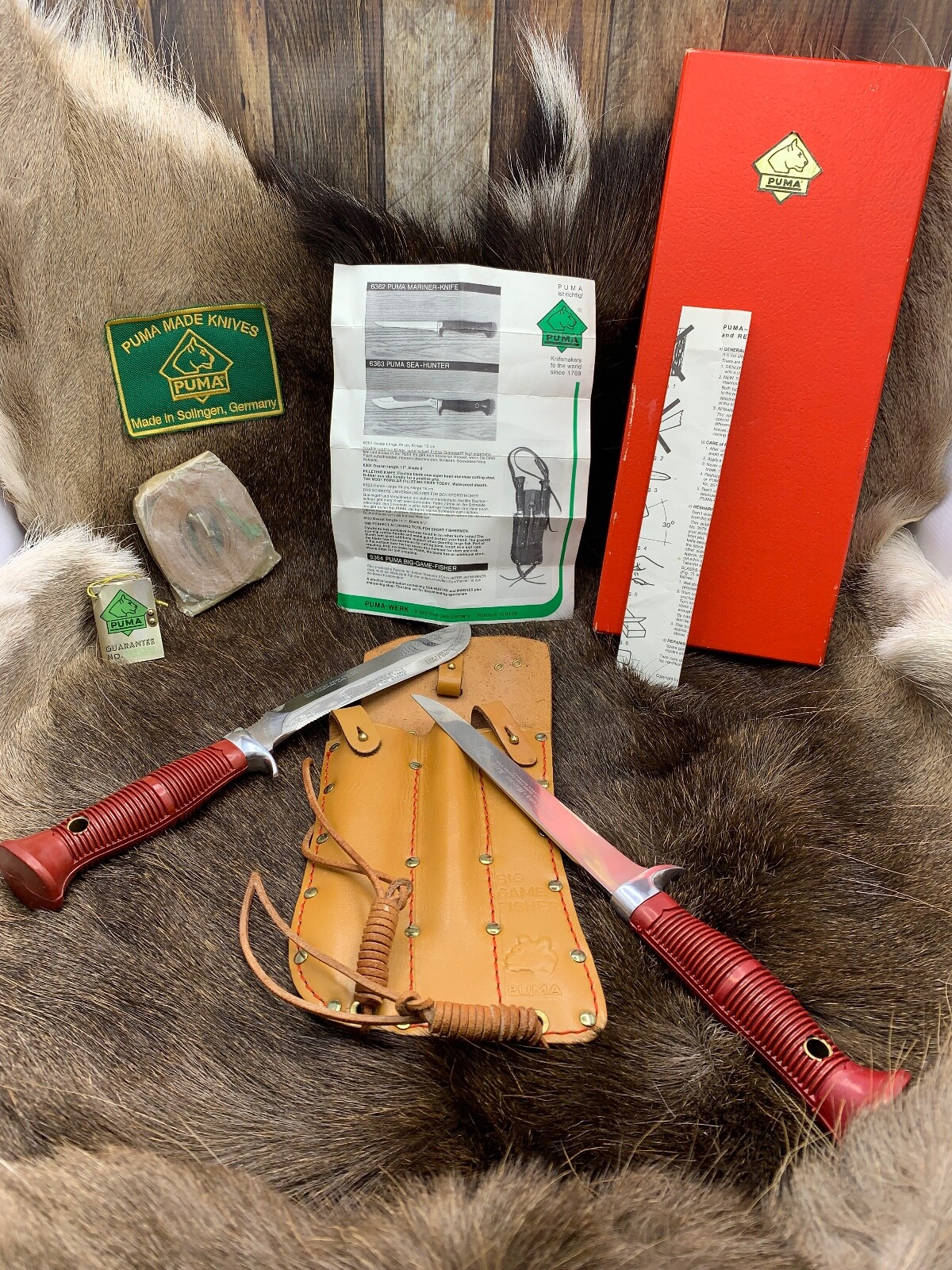 1978 Vintage 6364 Puma Big Game Fisher Knife Set & Sheaths + Tag - Mint ...