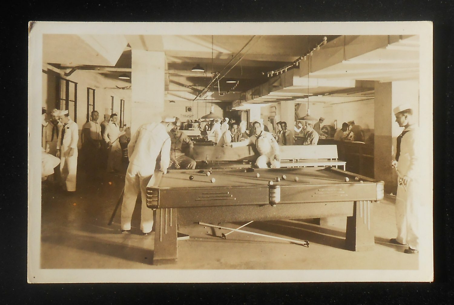 RPPC 1940s Soldiers and Sailors Shooting Pool WW2 Billiards Service ...
