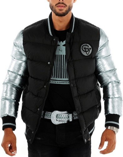 Men's Avenue George V Paris Black Puffer Jacket Colored Sleeve 2XL | eBay