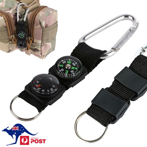 3in1 Compass Thermometer Outdoor Hiking Tactical Survival Carabiner Key ...