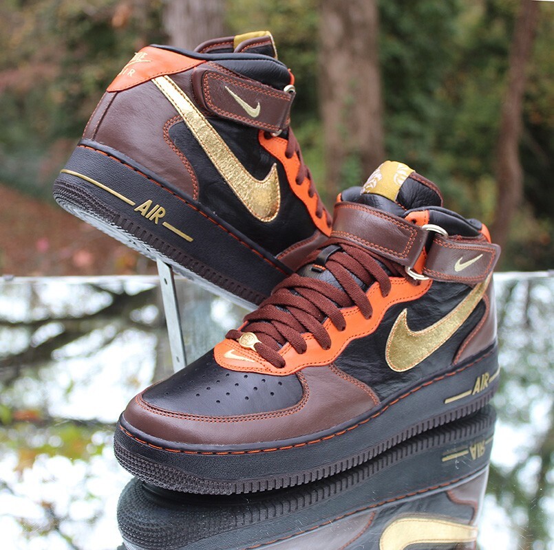 Nike Air Force 1 Mid ID 2006 Men’s Size 9 Brown Orange Gold Custom ...