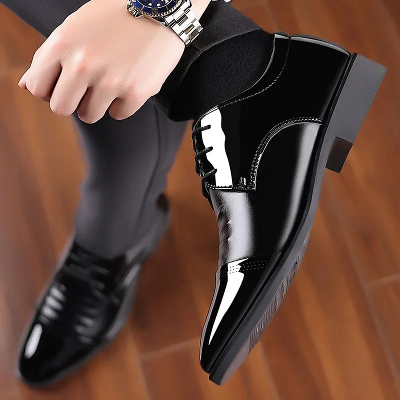 Men Dress Shoes Patent Leather Oxford Shoes Formal Handsome Shoes ...