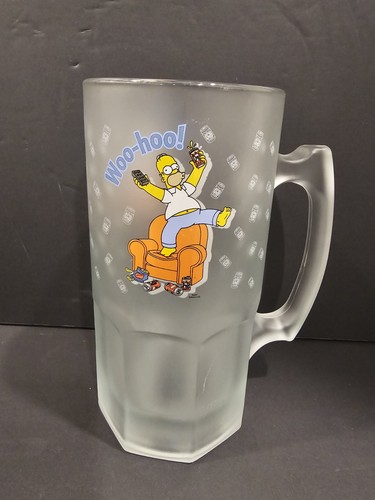 Homer Simpson The Simpsons Frosted Glass Mug Woo-Hoo 20oz | eBay