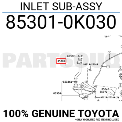 853010K030 Genuine Toyota INLET SUB-ASSY 85301-0K030 | eBay