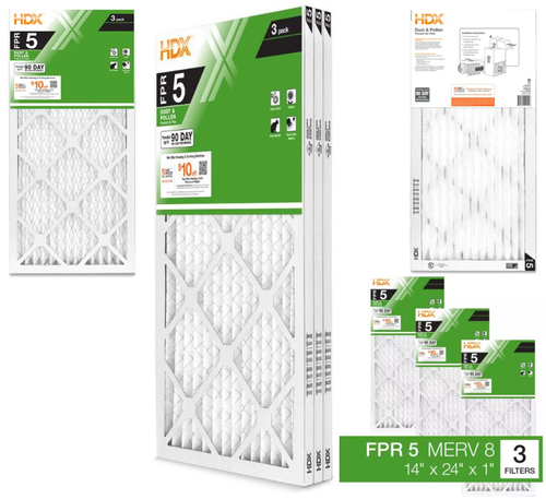 3-Pack Standard Pleated Air Filter 14x24x1, Air Filters Replacement FPR ...