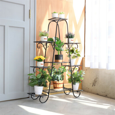 Extra Large 9 Pots Metal Rack Flowers Plant Stand For Garden Succulent ...