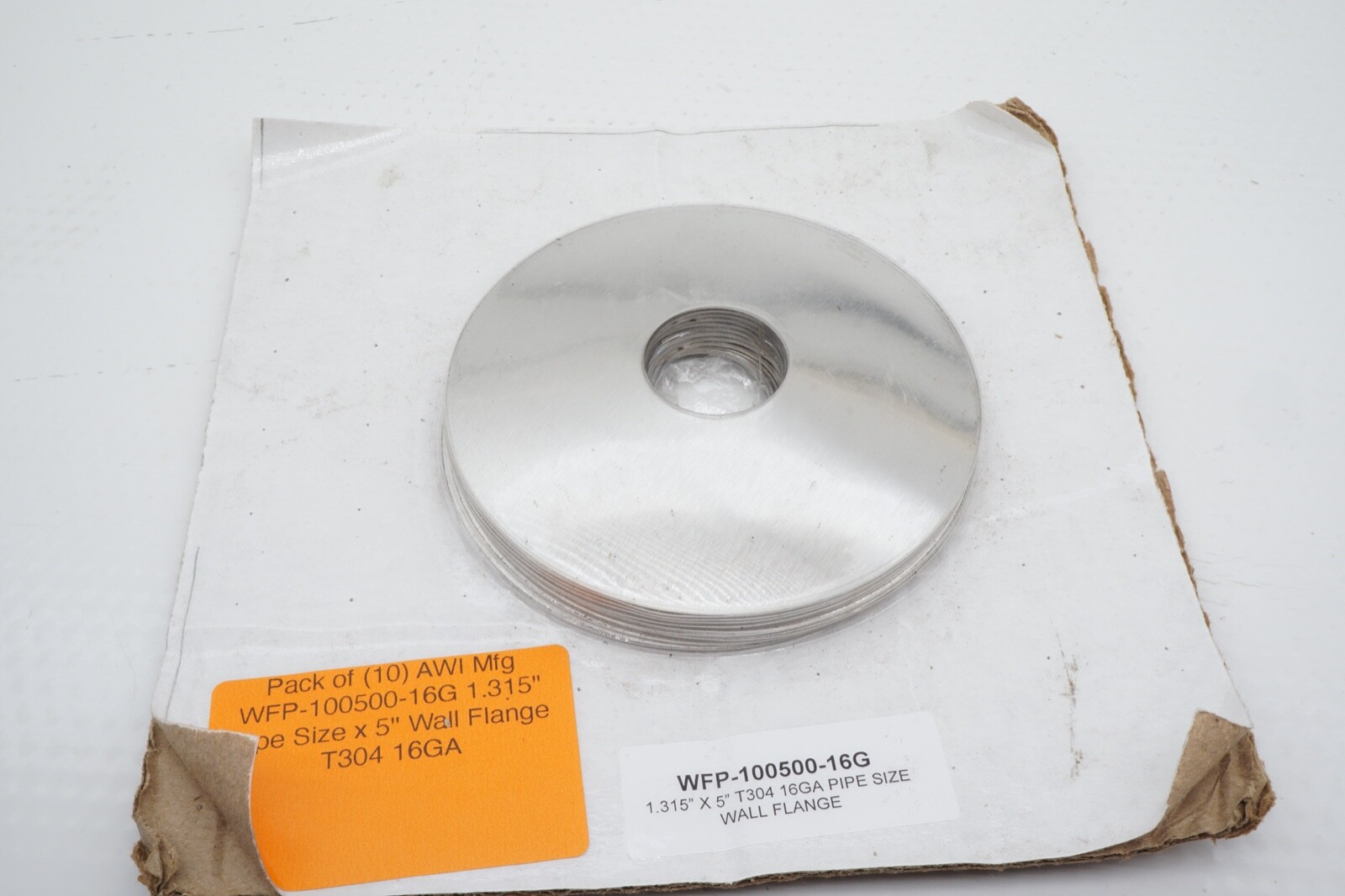 Pack of (10) AWI Mfg WFP-100500-16G 1.315" Pipe Size x 5" Wall Flange ...