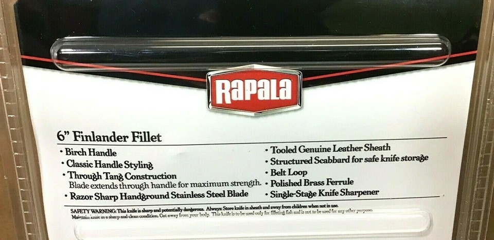 Rapala 6 inch Finlander Fillet Knife With Leather Sheath and Sharpener ...