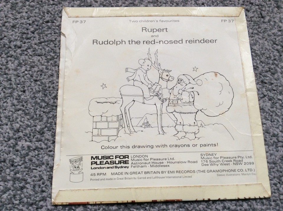 Vintage Rudolph The Red Nosed Reindeer/Rupert 7" Vinyl No FP37 Music ...