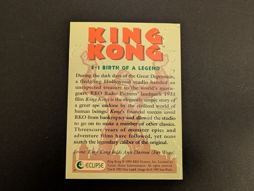 1993 Eclipse King Kong Birth of a Legend Embossed Card #E-1 - 1933 Film ...