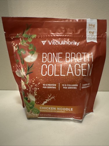 Vitauthority Bone Broth Collagen Chicken Noodle 15 Servings 10.9 Oz Exp ...