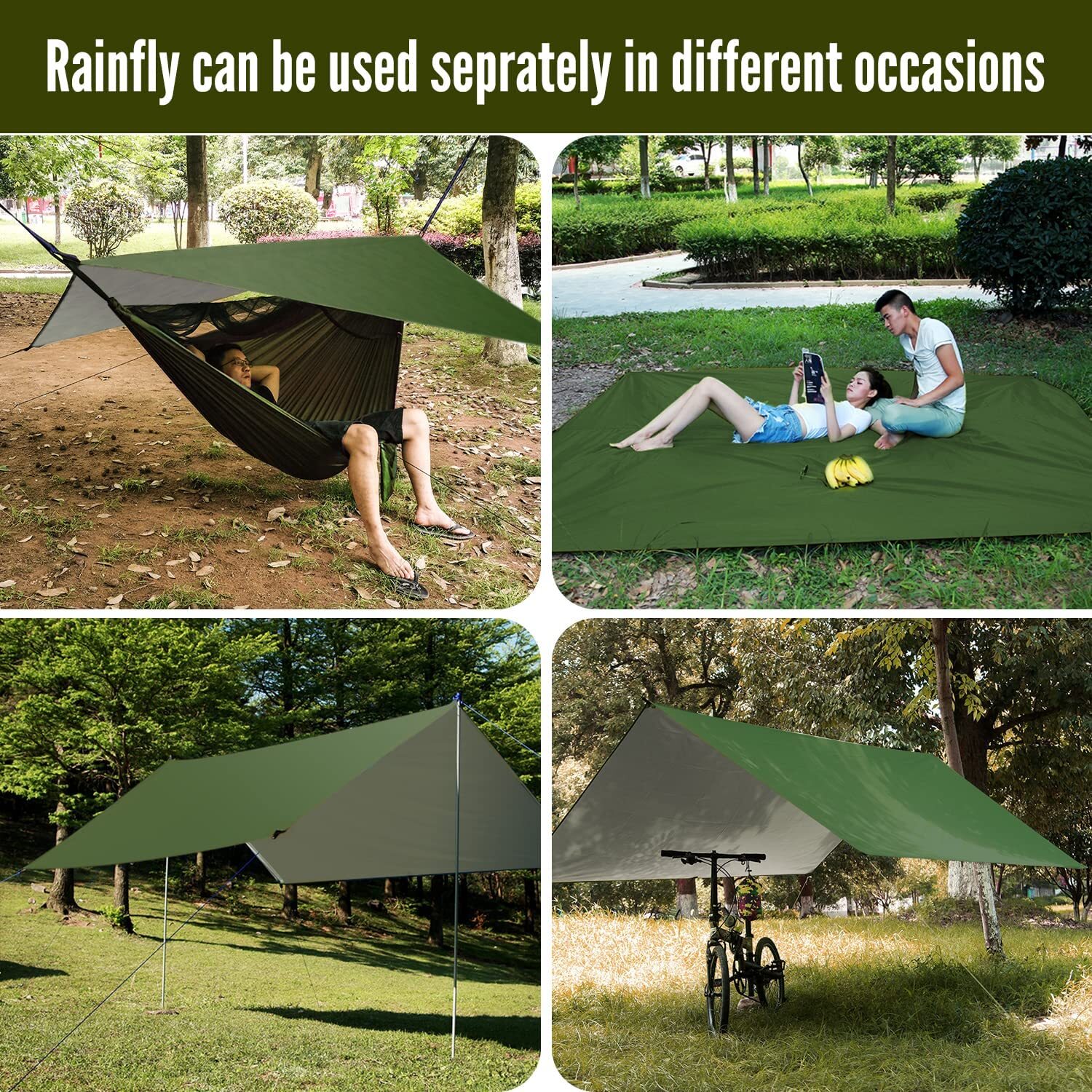 260x140cm Camping Hammock With Mosquito Net + 300x260cm Rain Cover Tent ...