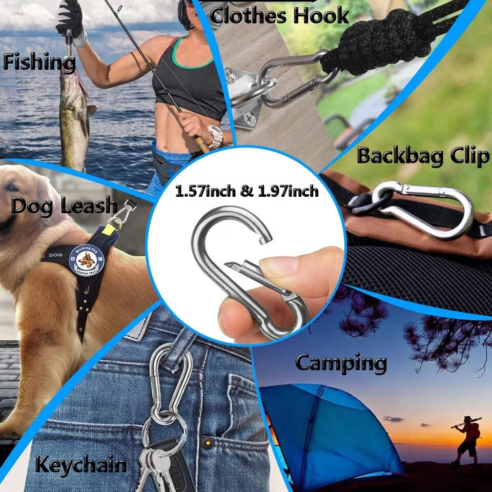 Carabiner Clip Small Large CARABINA Clips Snap Hooks HEAVY DUTY ...