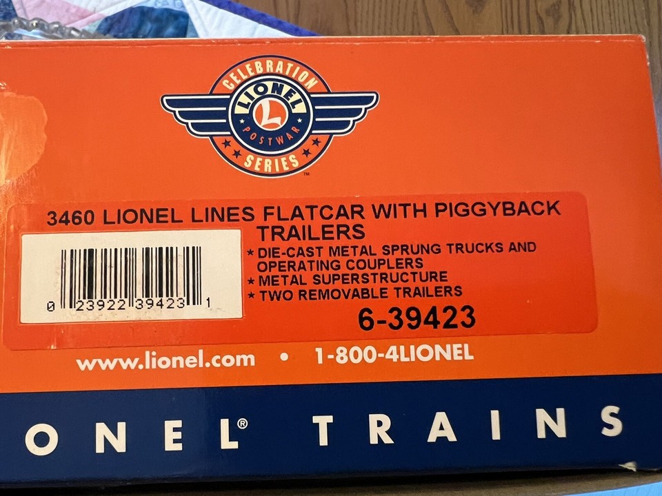 Lionel 6-39423 O Gauge PWC CS Lionel Lines Flatcar with Trailers #3460 ...