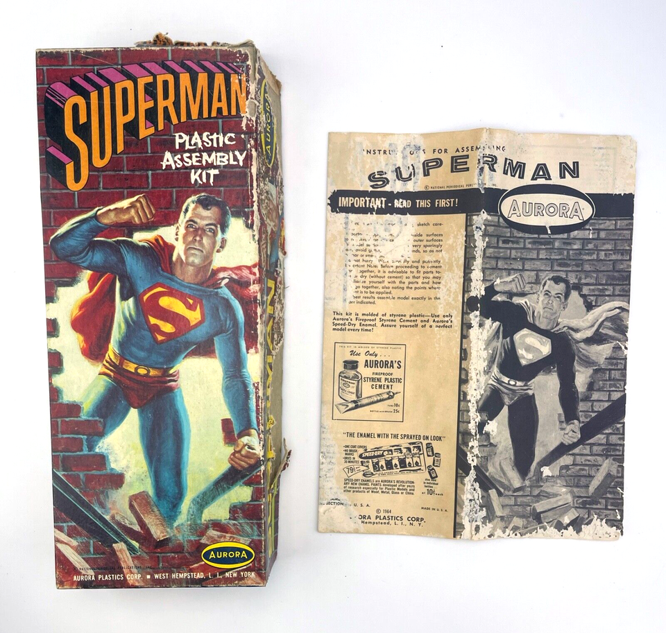 Vintage Original 1964 Aurora Superman Plastic Model Kit 462-98 Box ...