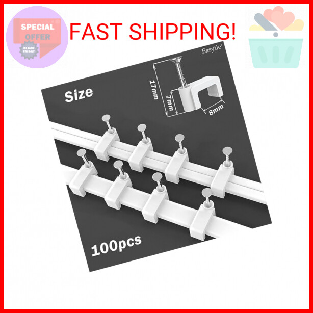 Cable Clips Nail in Cable Clips 100 Pcs 8mm Flat Ethernet Cable Wall ...