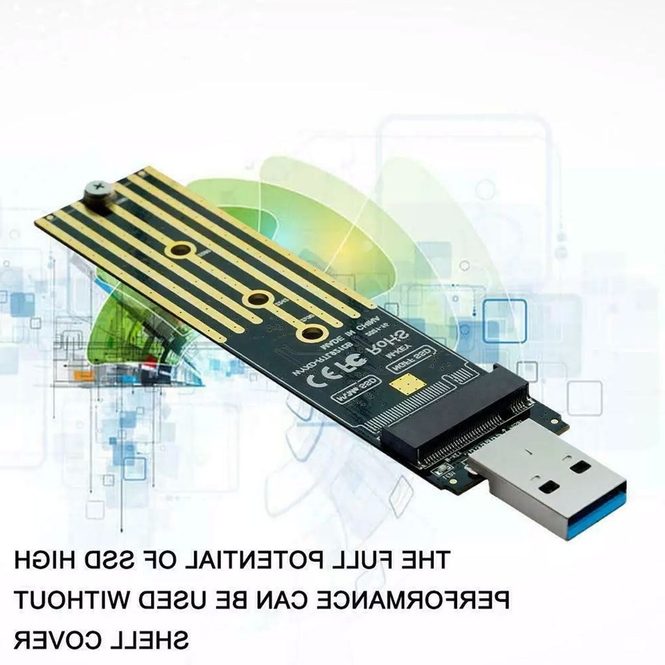 NVMe to USB Adapter, M.2 SSD to USB 3.1 Type A Card, Based Key M.2 Hard ...