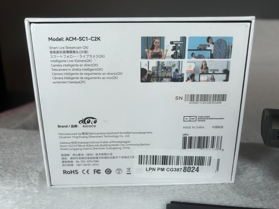 Webcam, 2K Web cam with Intelligent Sensor, AI Auto Tracking, Gesture ...