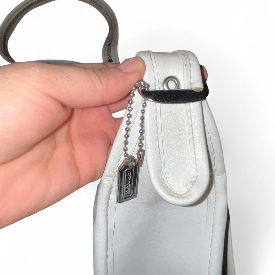 Vintage White Leather Crossbody Messenger Bag Minimal Y2K | eBay