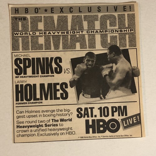 Michael Spinks Vs Larry Holmes Rematch Tv Guide Print Ad HBO TPA9 | eBay