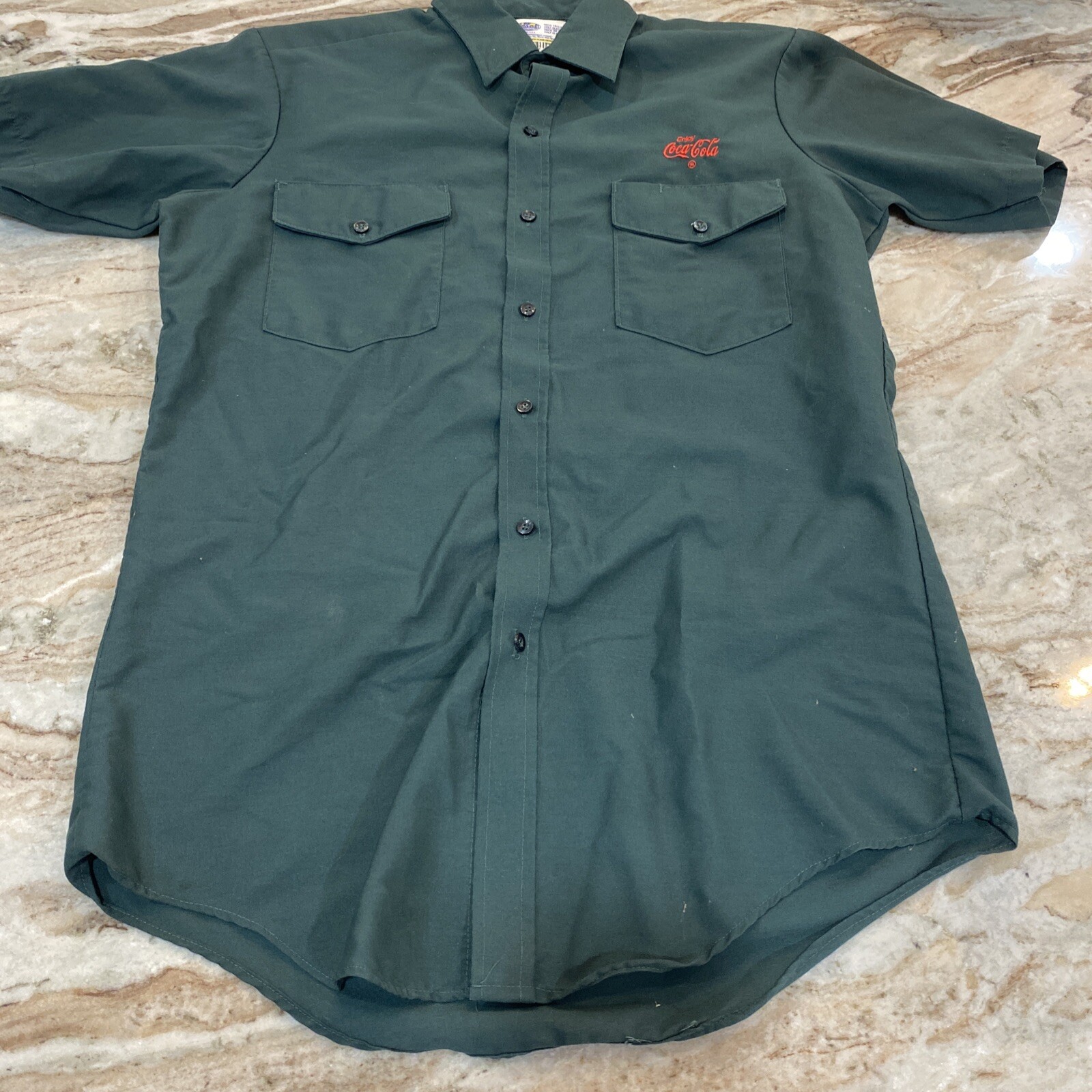 Vintage Coca Cola Uniform Delivery Work Shirt Green M… - Gem