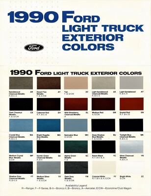 1990 Ford F-Series Pickup Truck Ranger Bronco Econoline Paint Chip ...