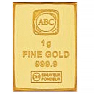 1 Gram 24Kt 999.9 Purity ABC Mint Fine Solid Gold Bullion Investor ...