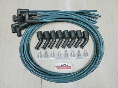 Ton's 90 Green 8mm Spark Plug Wires Universal GM LS LT Coil LSX LS1 LS2 ...