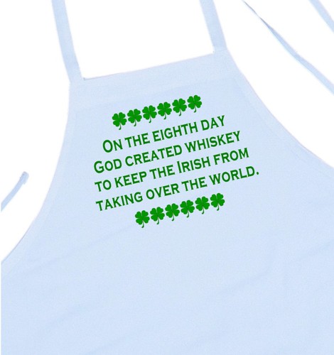 Funny Irish Apron On The Eighth Day God Created Whiskey Bib Aprons by ...