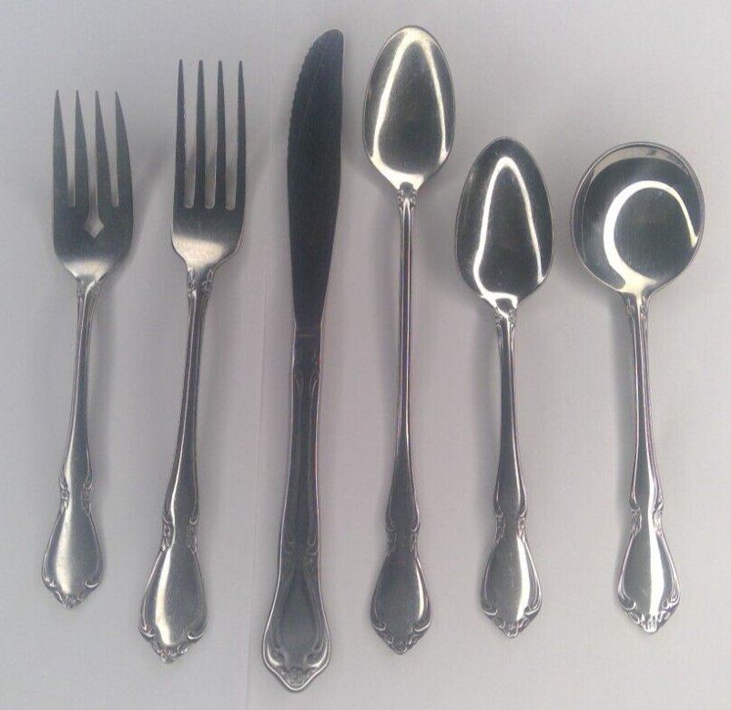 6 Piece Set Of Oneida Craft Stainless Flatware Chateau Pattern Various ...