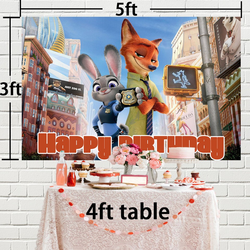 Zootopia Party Supplies Party Decor Backdrop Banner Background Vinyl ...