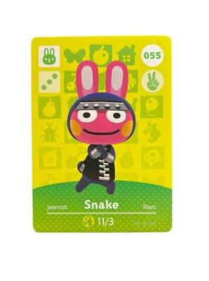Snake 055 Animal Crossing Amiibo Card AUTHENTIC Series 1 Pack Fresh ...