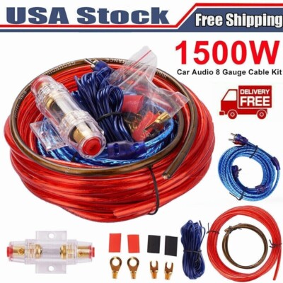 Car Audio Cable Kit 1500W Amp Amplifier Install RCA Subwoofer Sub ...