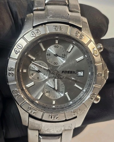 Fossil SPEEDWAY Silver Mens Watch Stopwatch NEEDS Battery As Is | eBay