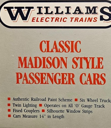 6 MINT IN BOX WILLIAMS CLASSIC MADISON STYLE PASSENGER CARS CITY OF SAN ...