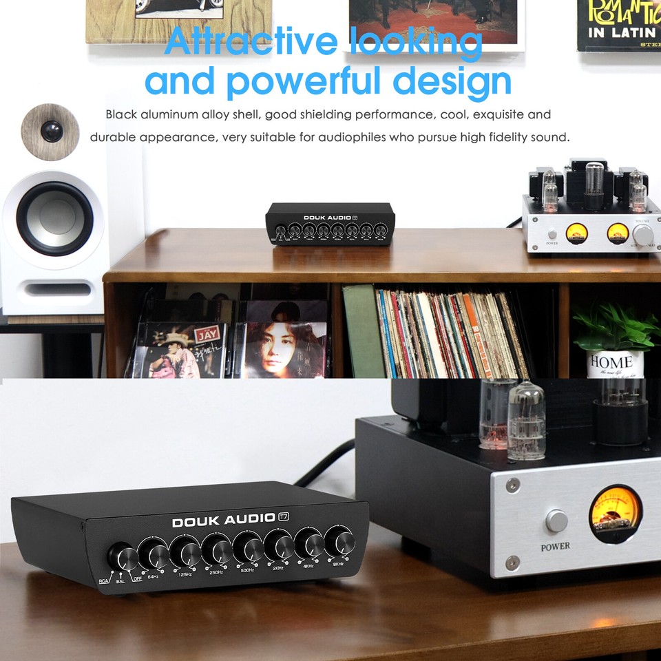 Douk Audio T7 7-Band Audio Equalizer Preamp Balanced XLR / RCA Pre ...
